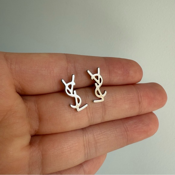 Saint Laurent | Jewelry | Cassandre Upcycled Logo Silver Stud Ysl ...